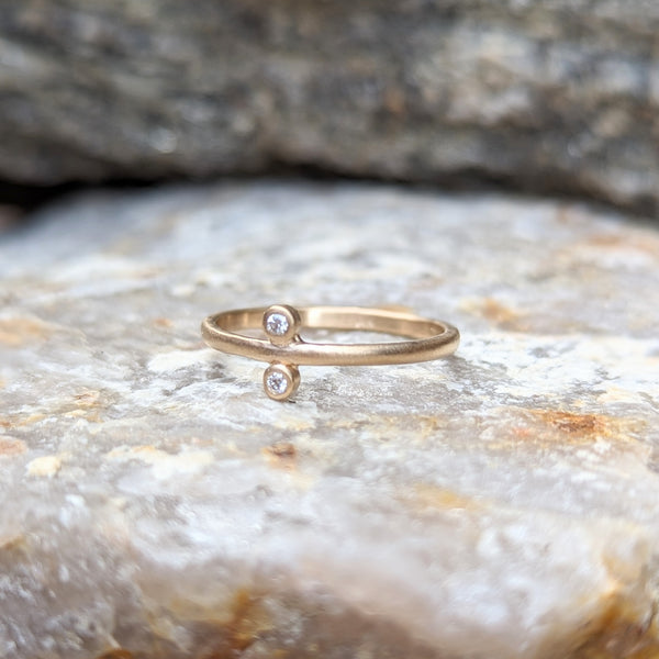 Modern Two Diamond Stacking Ring | Stitch and Tickle