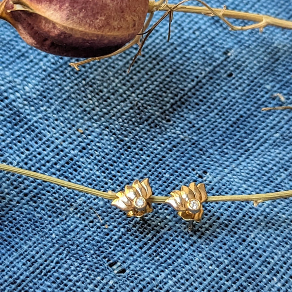 Lotus Diamond Studs | Stitch and Tickle