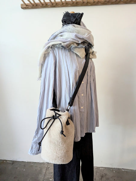 Small Cinched Shearling Bucket Bag | Stitch and Tickle