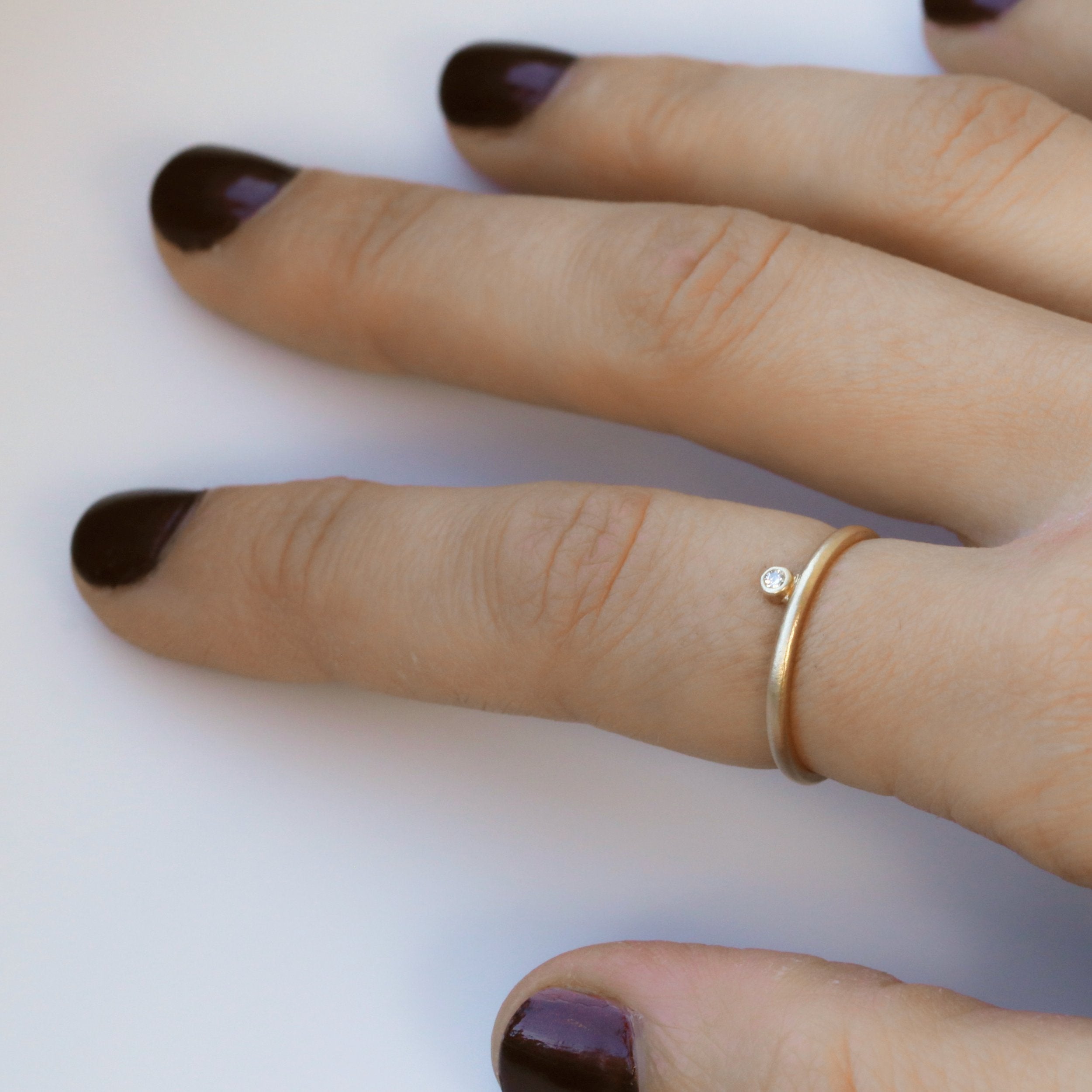 Modern One Diamond Stacking Ring | Stitch and Tickle